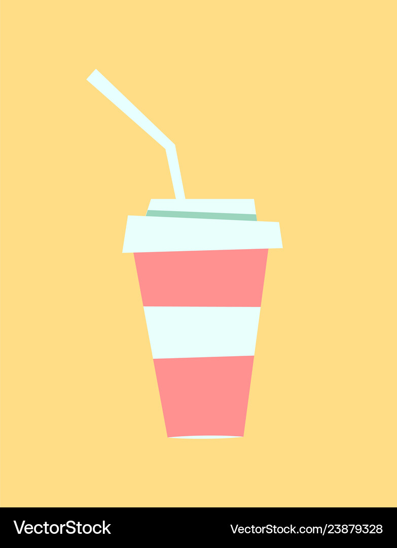 Soft drink sweet beverage in plastic mug icon Vector Image