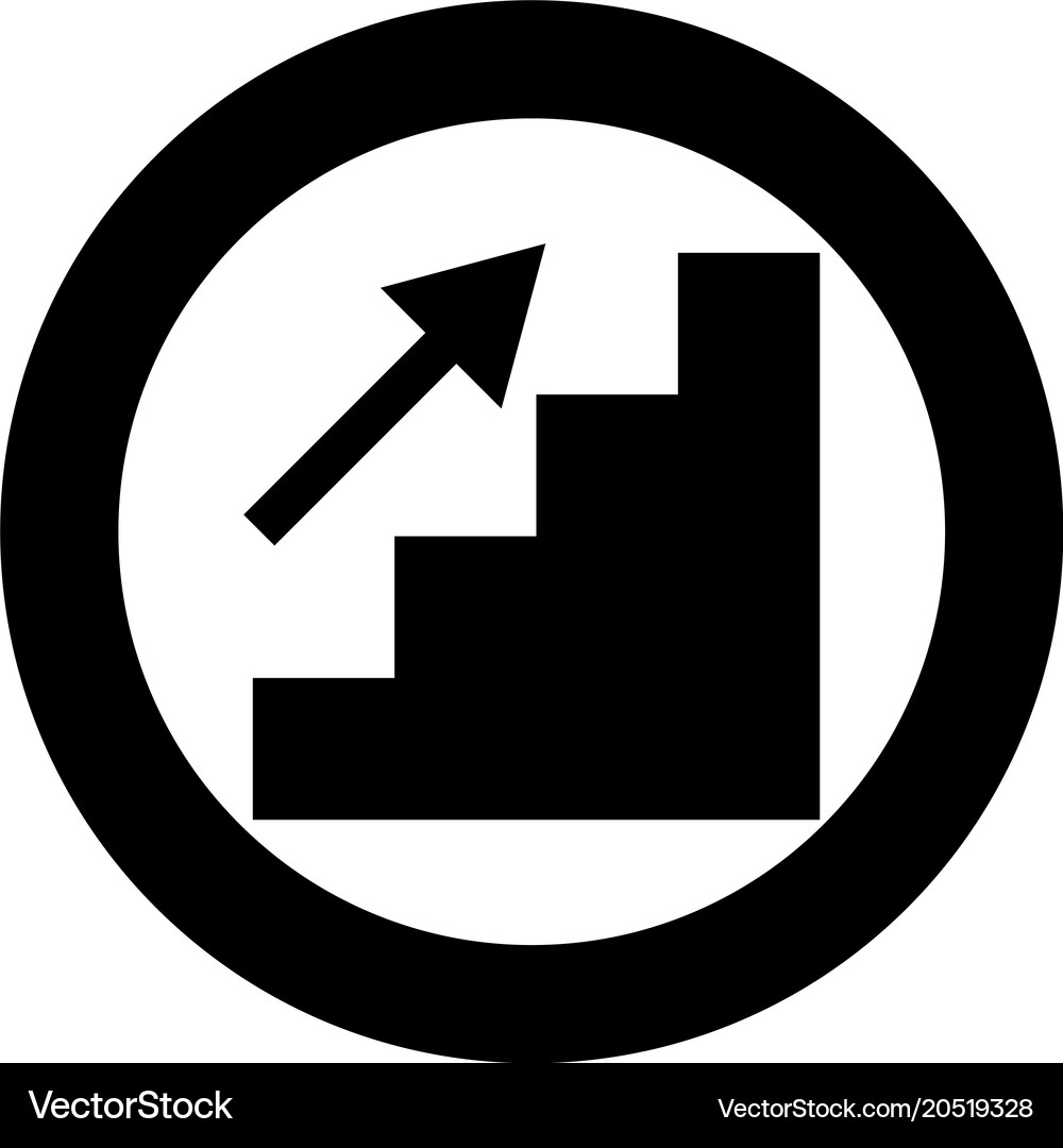 Stairs growth icon black color in circle Vector Image