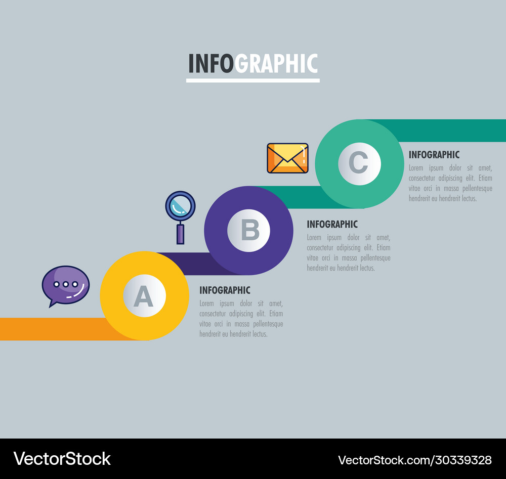 Statistical infographic with letters and business Vector Image