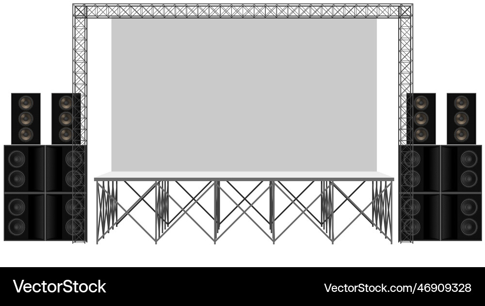 White stage and speaker with backdrop on the truss