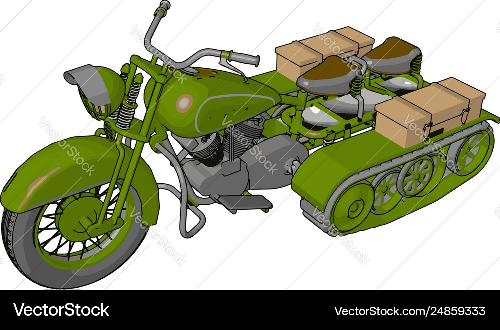 3d on white background a military motorcycle Vector Image