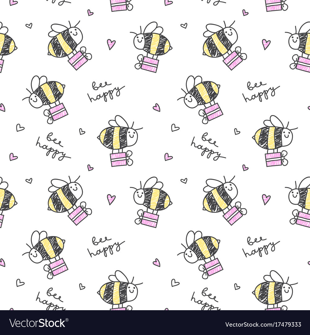 Bee happy pattern Royalty Free Vector Image - VectorStock