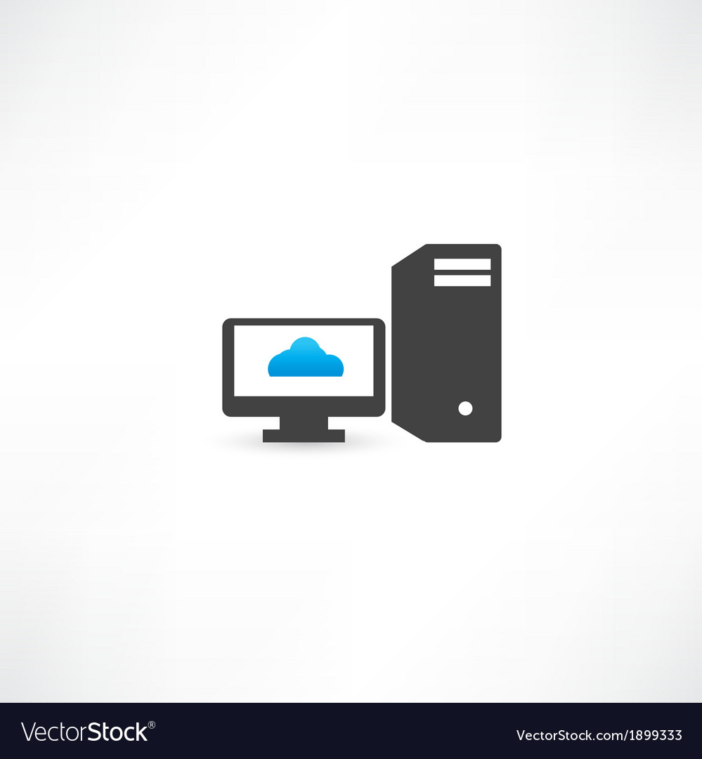 Black computer with cloud on display Royalty Free Vector