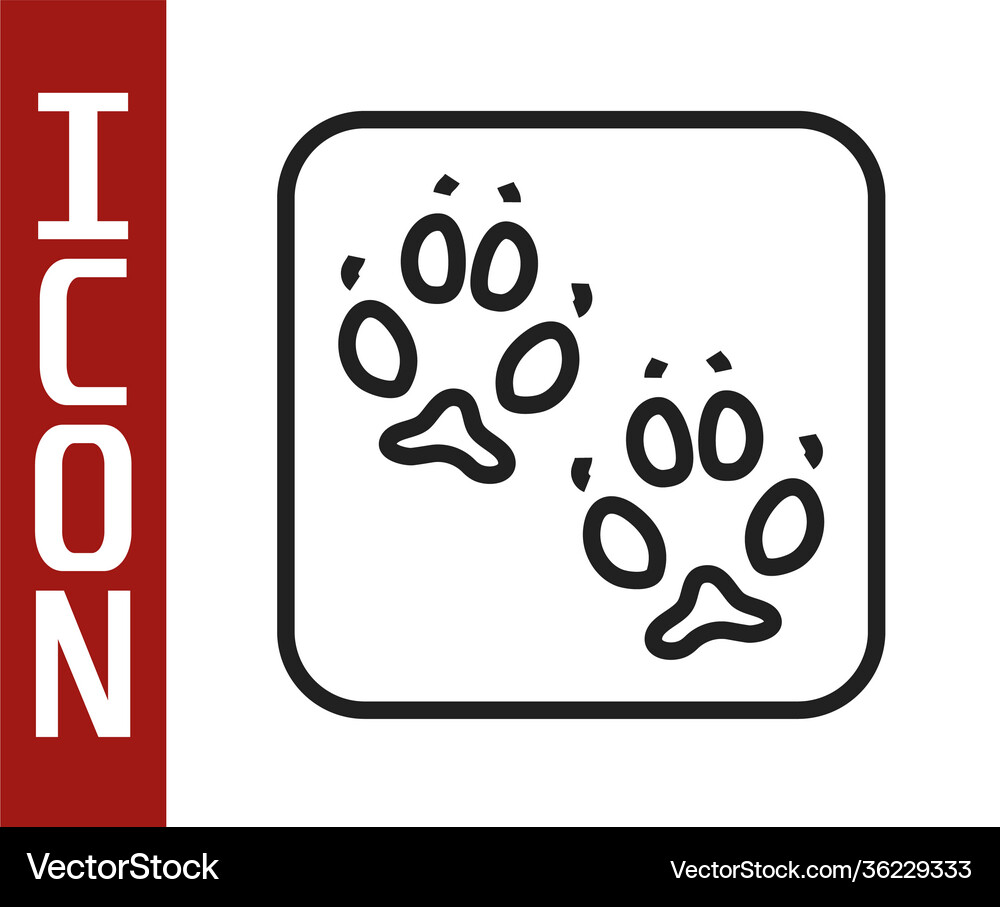 Black line fox paw footprint icon isolated Vector Image
