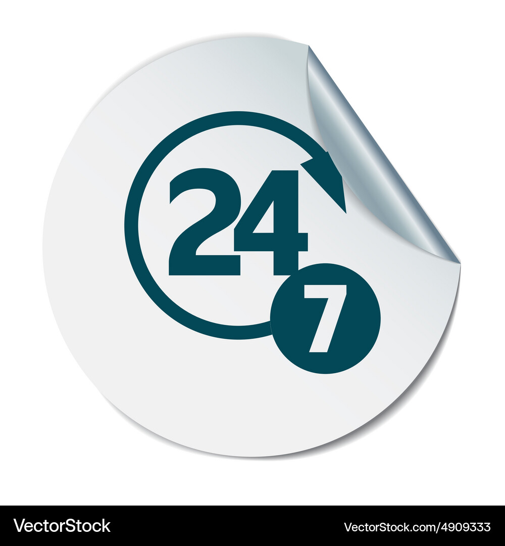 Character 24 7 open 24 hours a day and 7 days Vector Image