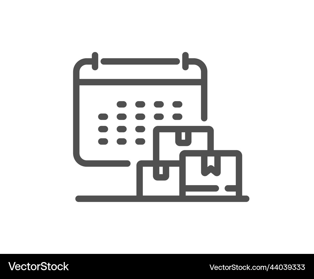 Delivery calendar line icon parcel logistic date Vector Image