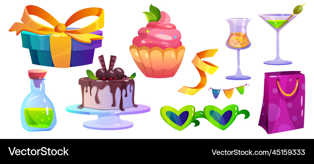 Festival and birthday party elements with drink Vector Image