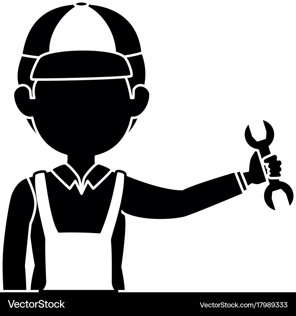 Mechanic with wrench avatar character Royalty Free Vector