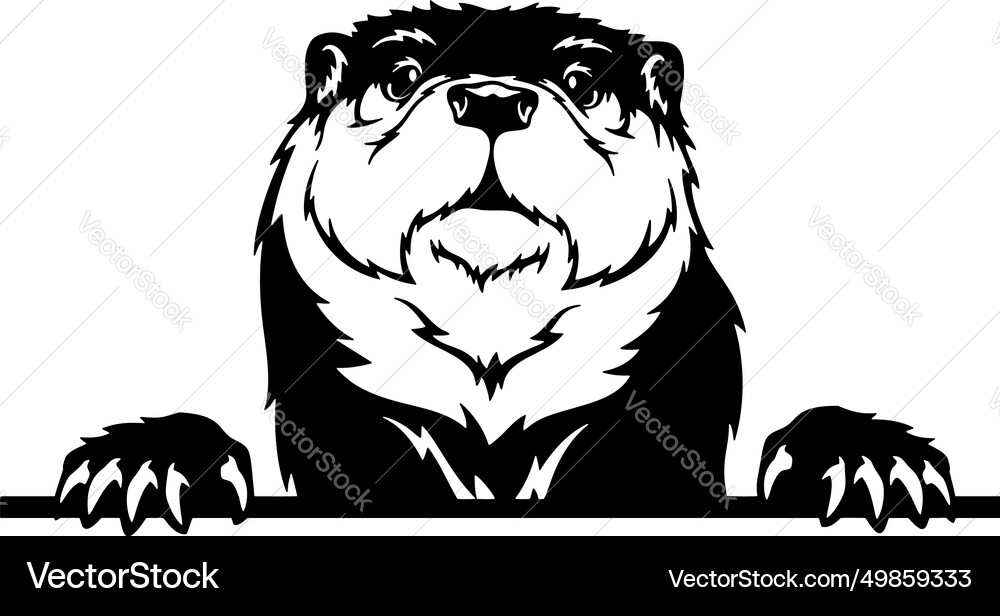 Peeking otter stencil - peeking animal cut file Vector Image