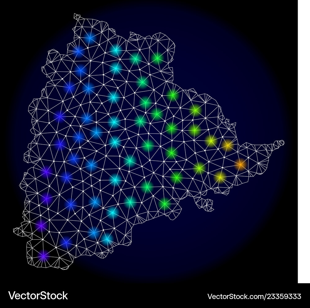 Polygonal wire frame mesh map of telangana state Vector Image