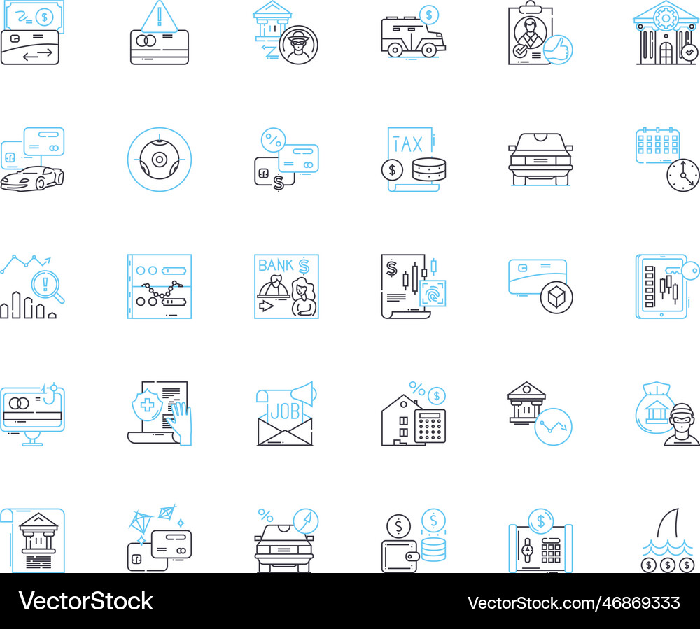 Profits earned linear icons set revenue gain Vector Image