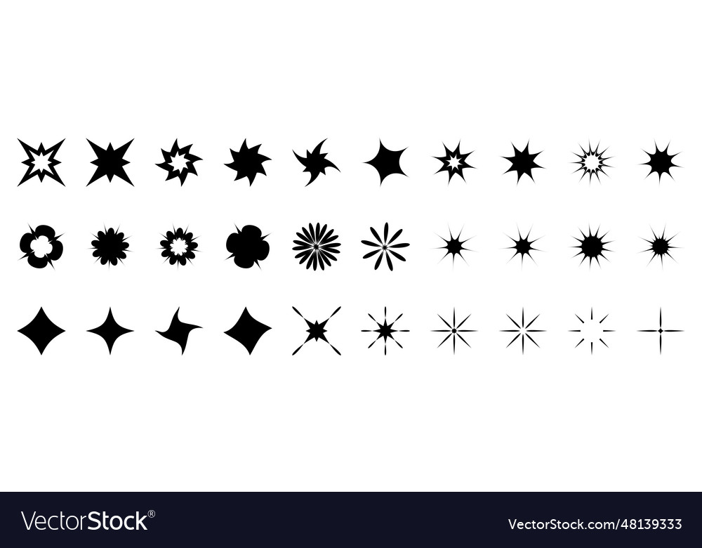 Set of different blinking symbols glitter icons Vector Image