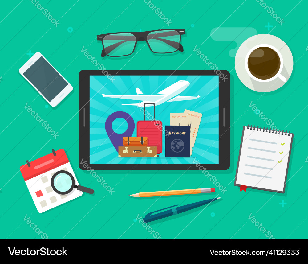 Trip or travel planning checklist flat lay Vector Image