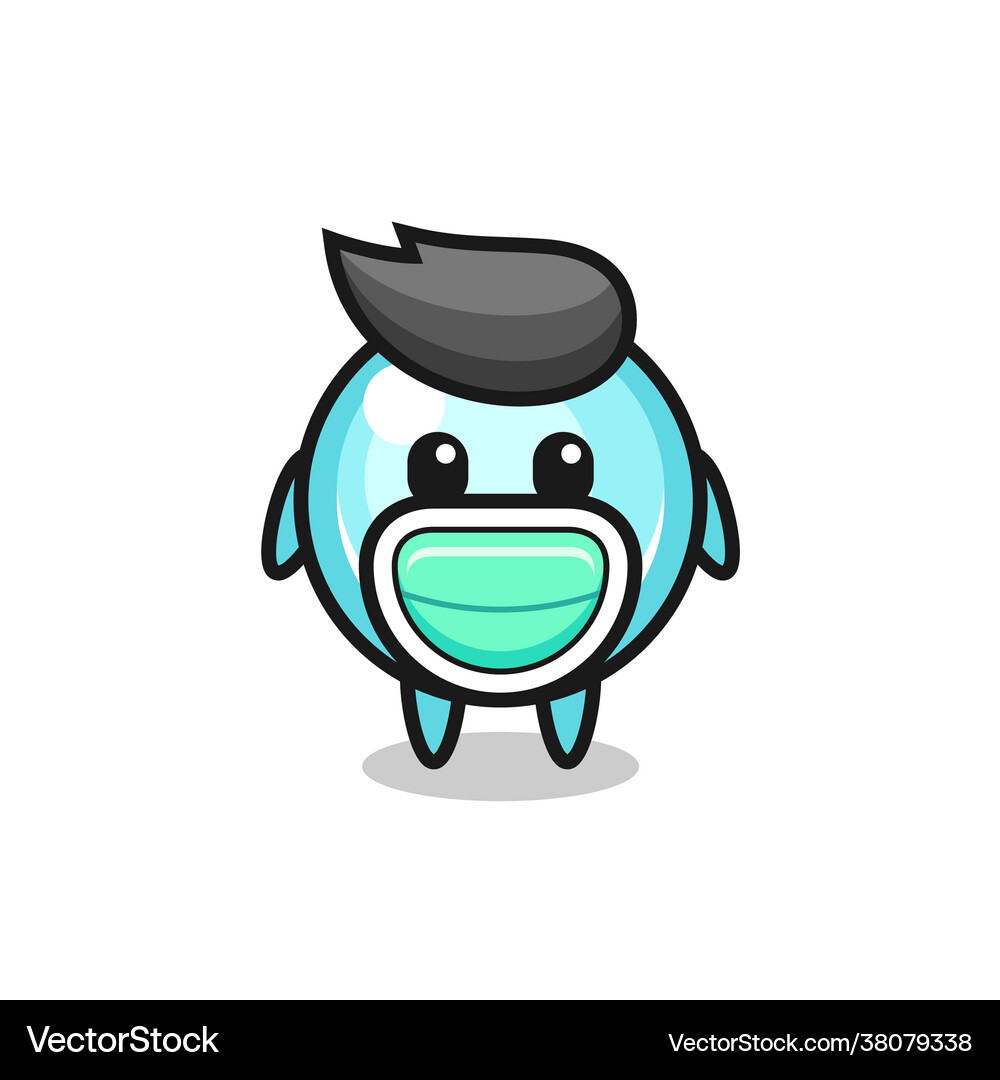 Cute bubble cartoon wearing a mask Royalty Free Vector Image