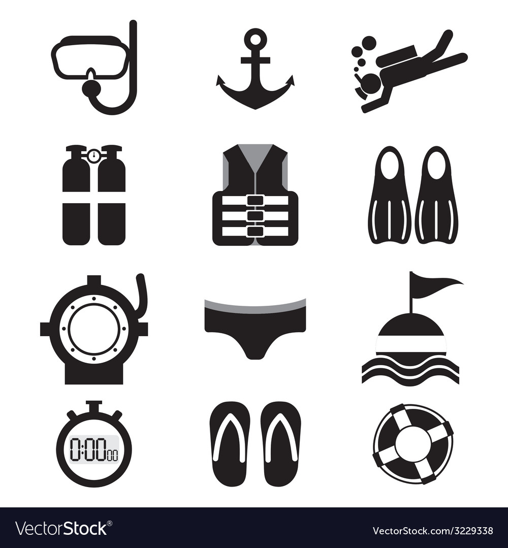 Diving icon set Royalty Free Vector Image - VectorStock