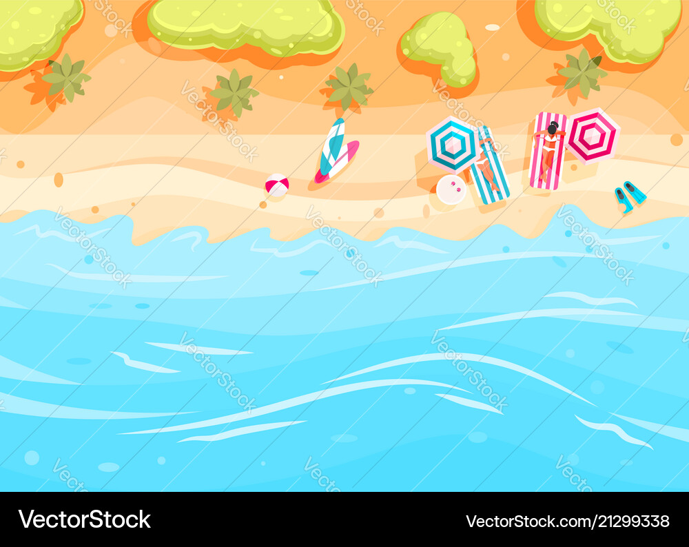 People swim and sunbathe Royalty Free Vector Image