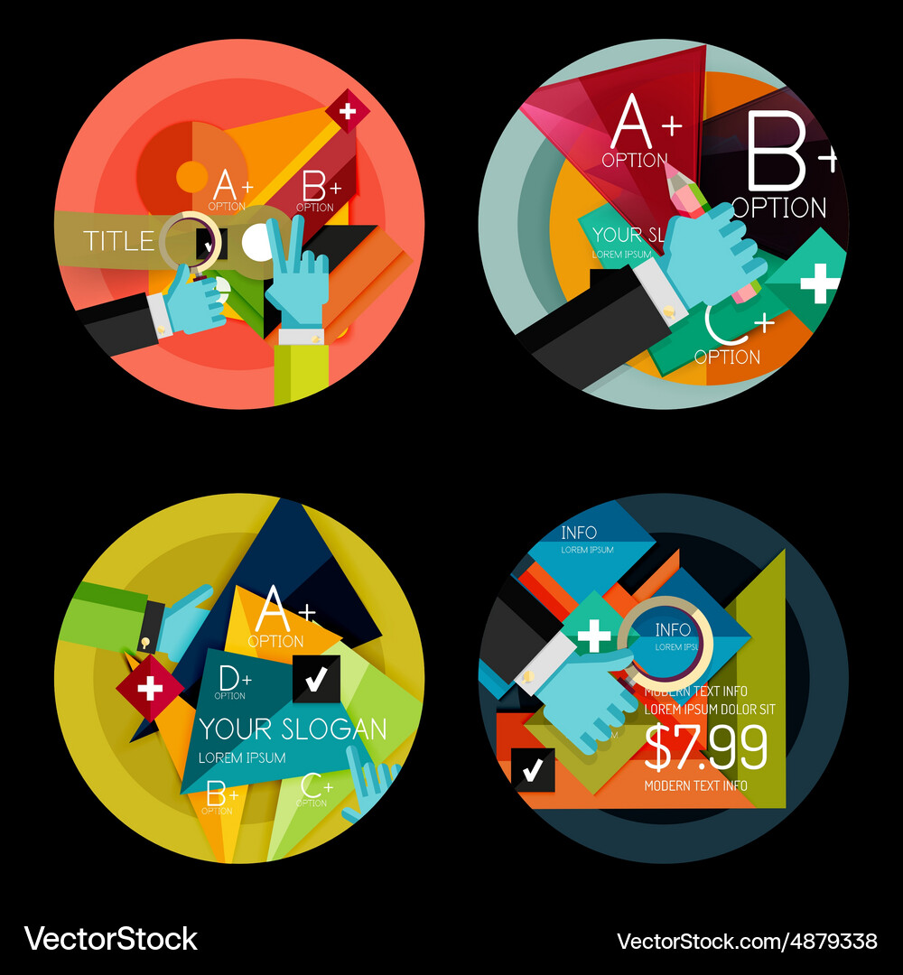 Set of flat design circle option infographics Vector Image