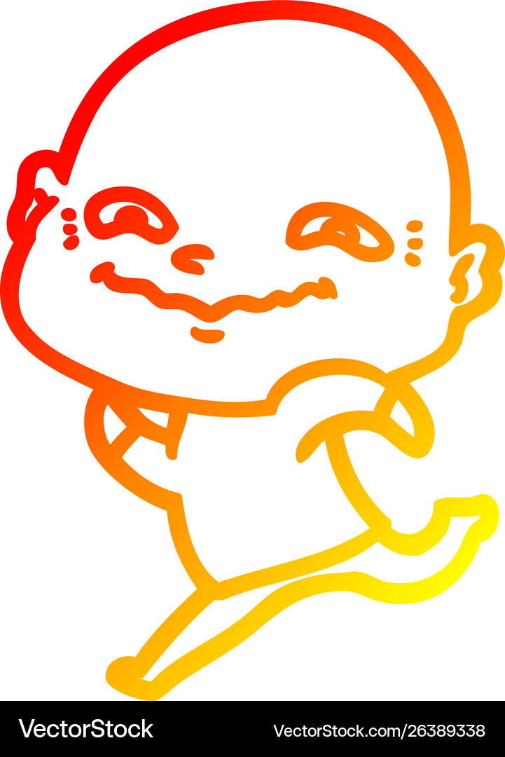 Warm gradient line drawing cartoon creepy guy Vector Image