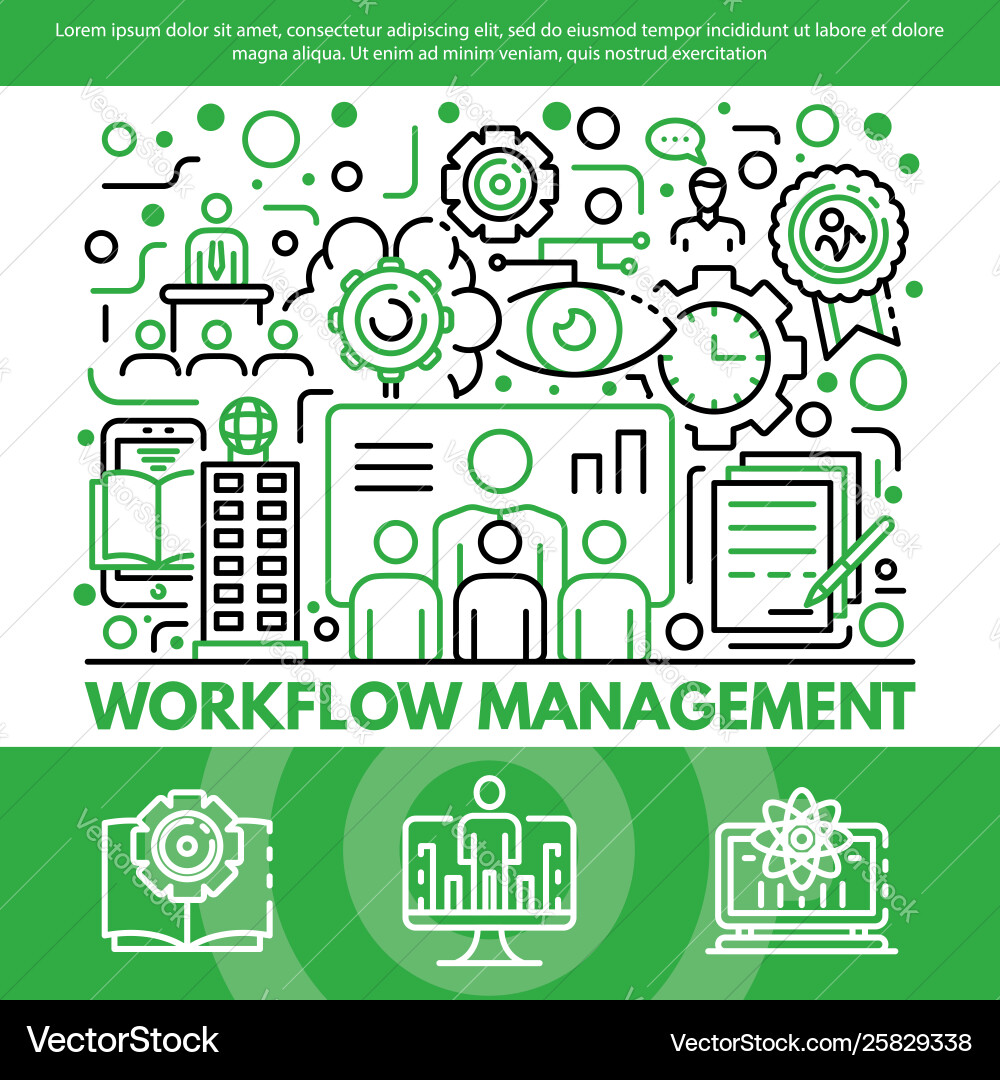 Workflow management concept background outline Vector Image