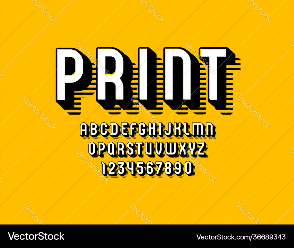 3d font trendy graphic alphabet modern letters Vector Image
