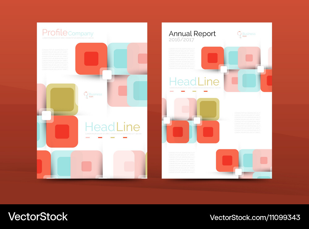Colorful square business annual report Royalty Free Vector