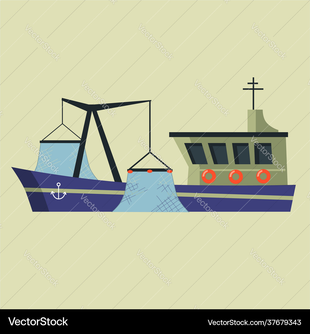 Fisherman boat trawlers Royalty Free Vector Image