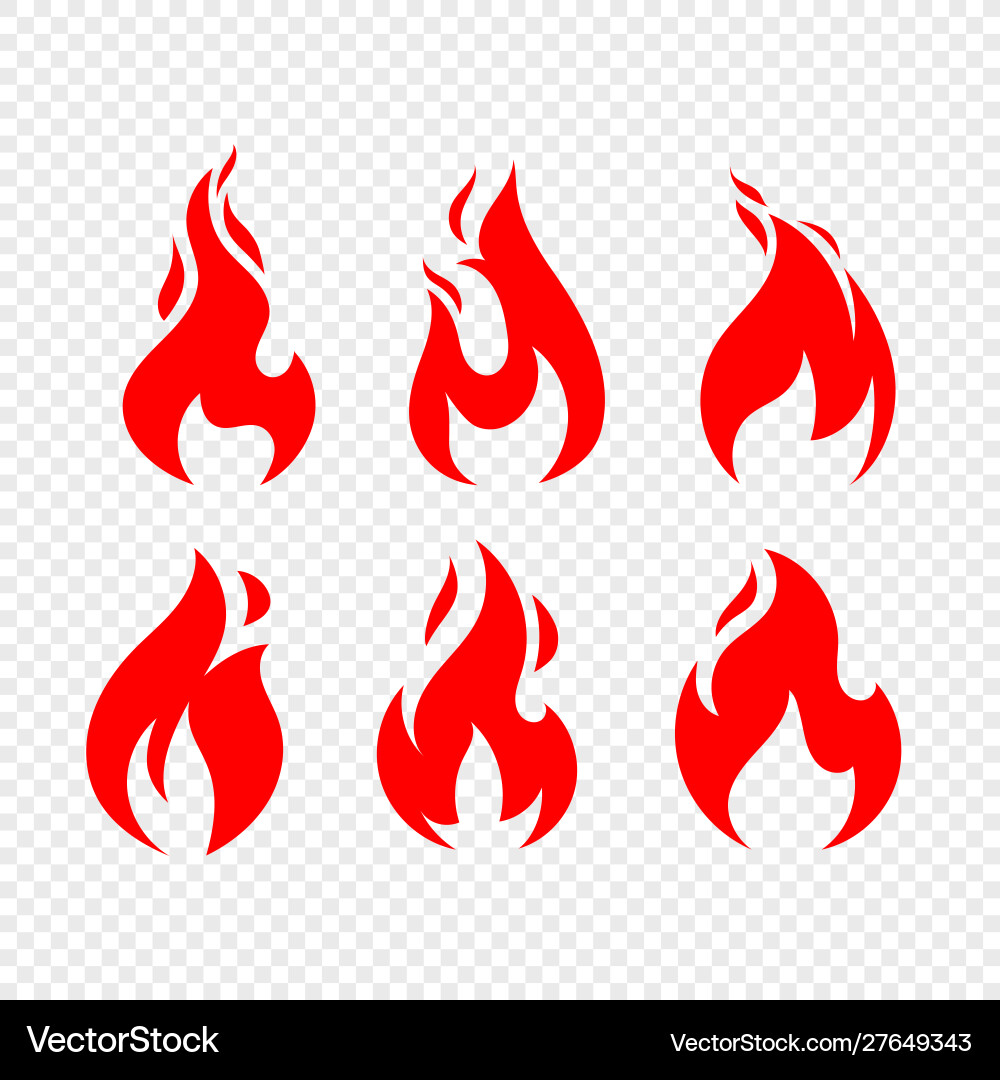 Flame icons collection isolated on transparent Vector Image