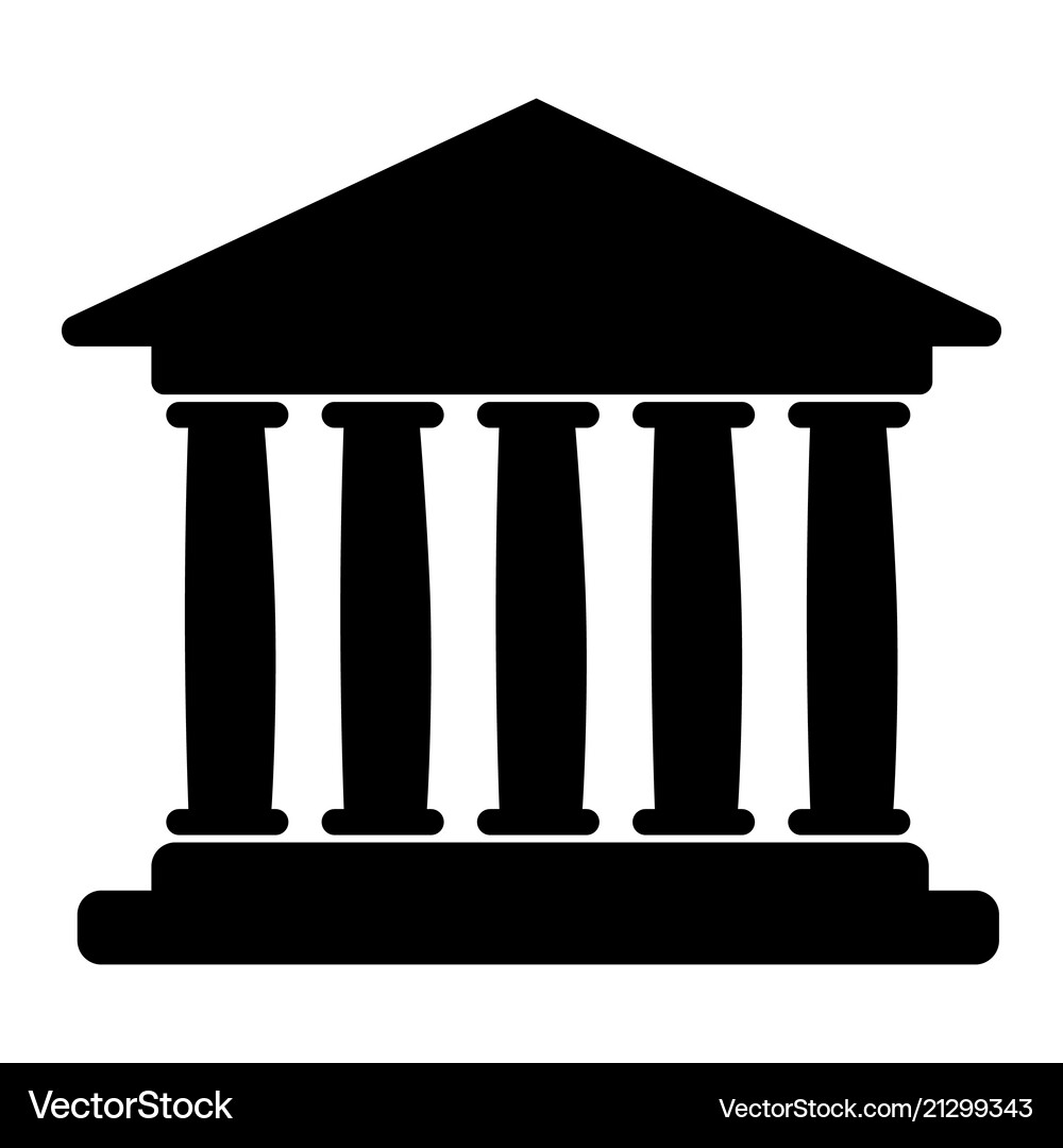 Flat icon of bank building Royalty Free Vector Image