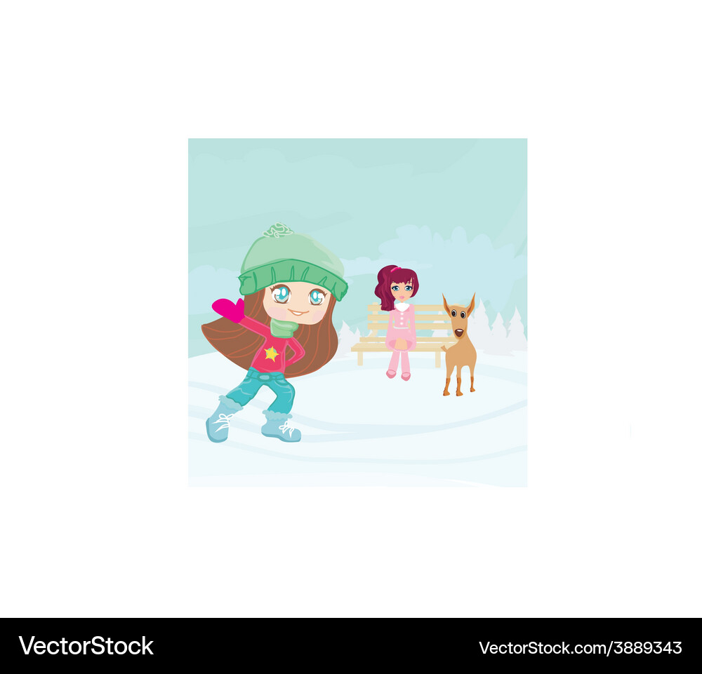 Fun in the snow on a winter day Royalty Free Vector Image
