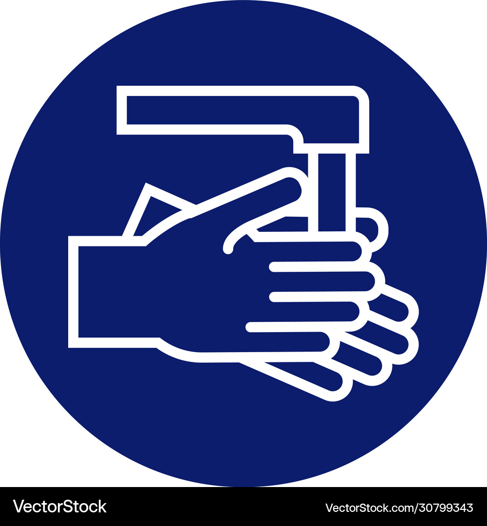 Hands washing with faucet block style icon Vector Image