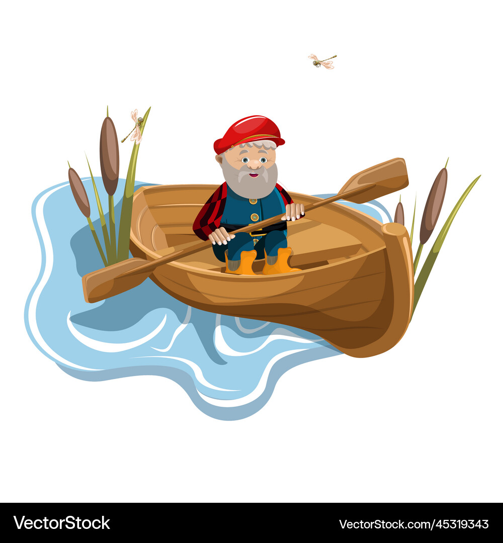 Image of a man advanced age floating in pond Vector Image