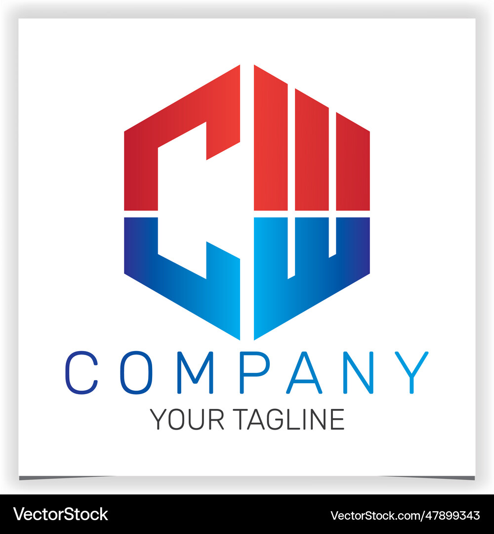 Letter cw initial hexagon logo icon premium Vector Image