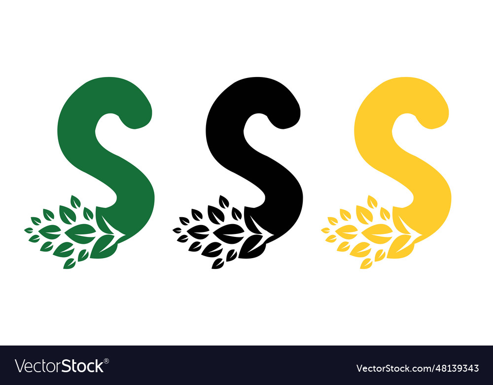 Letter eroded into leaf s logo Royalty Free Vector Image