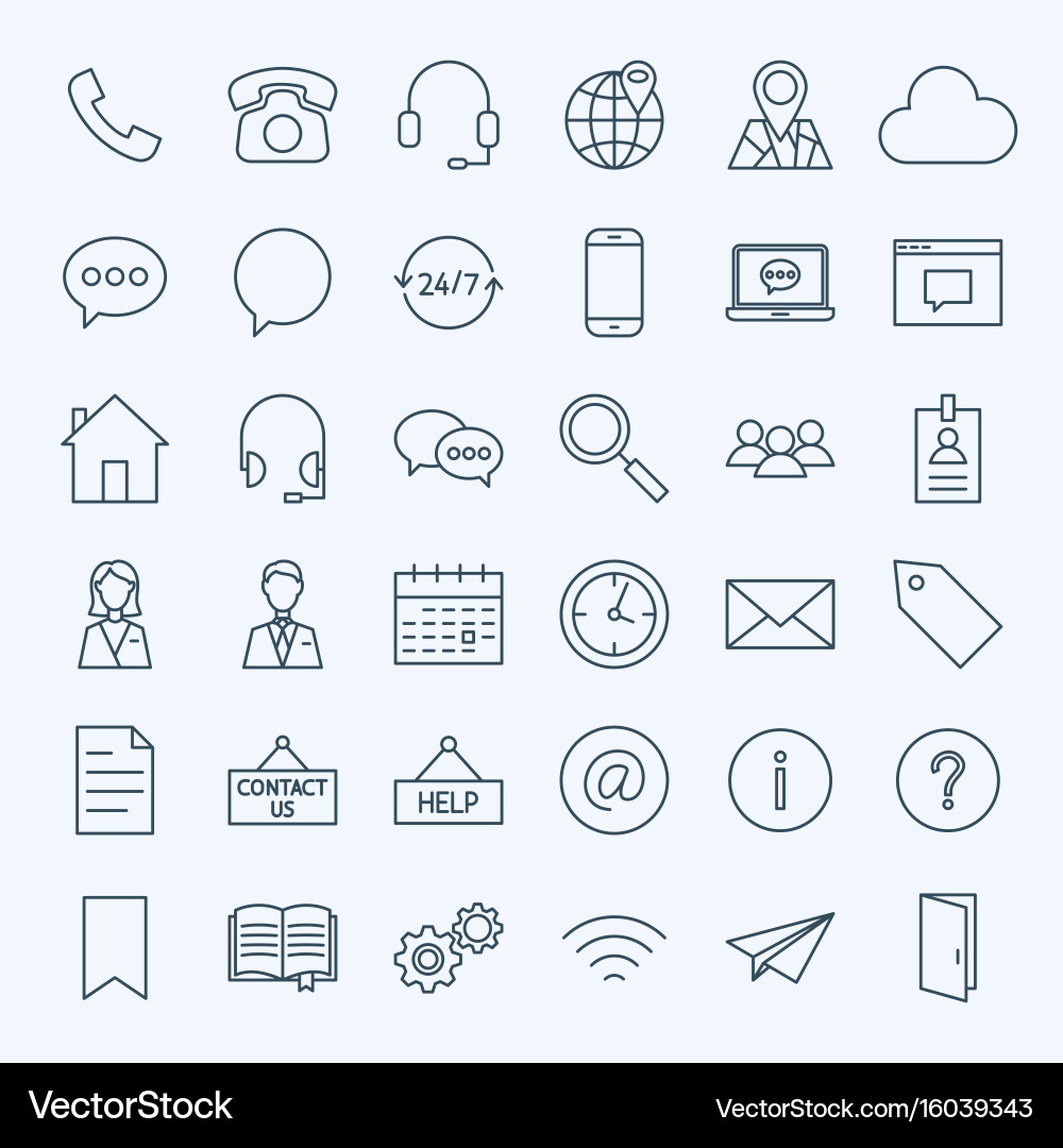 Line contact us icons Royalty Free Vector Image