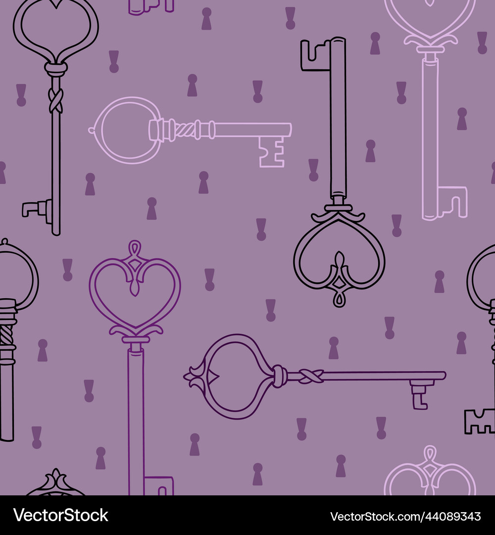 Mystical mysterious victorian keys seamless Vector Image