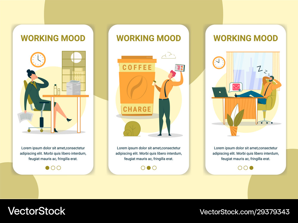 Working mood onboarding app screen template Vector Image