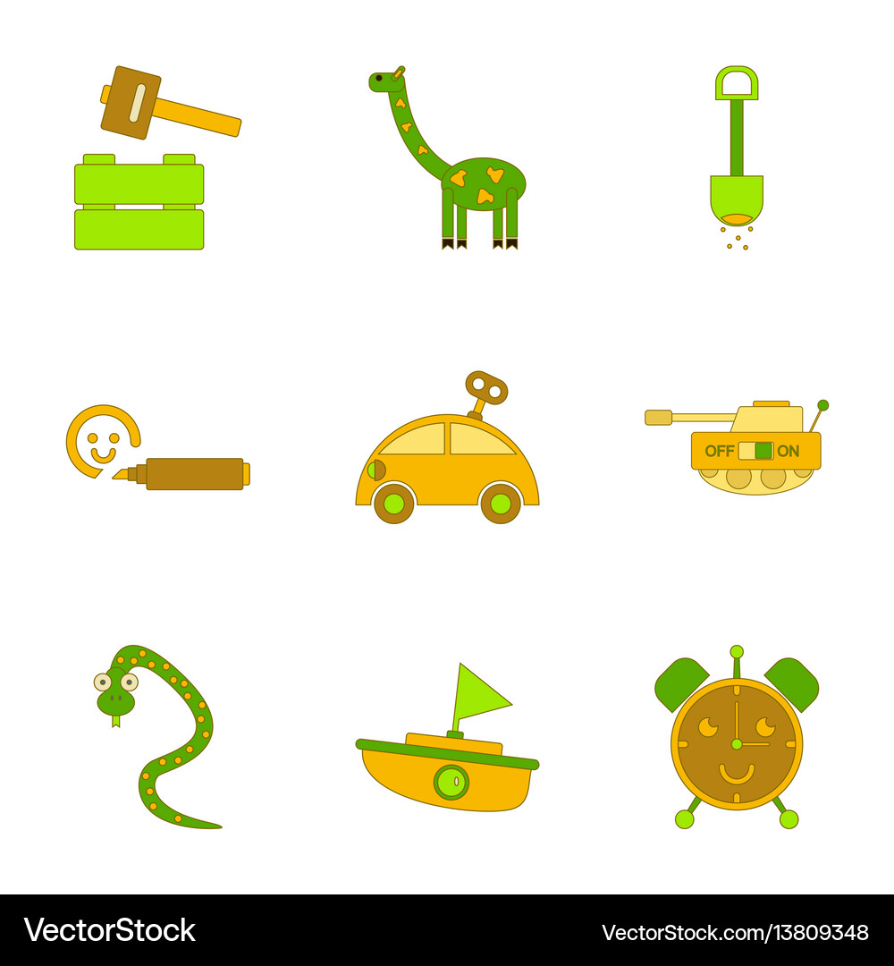 Assembly flat icons kids toys Royalty Free Vector Image
