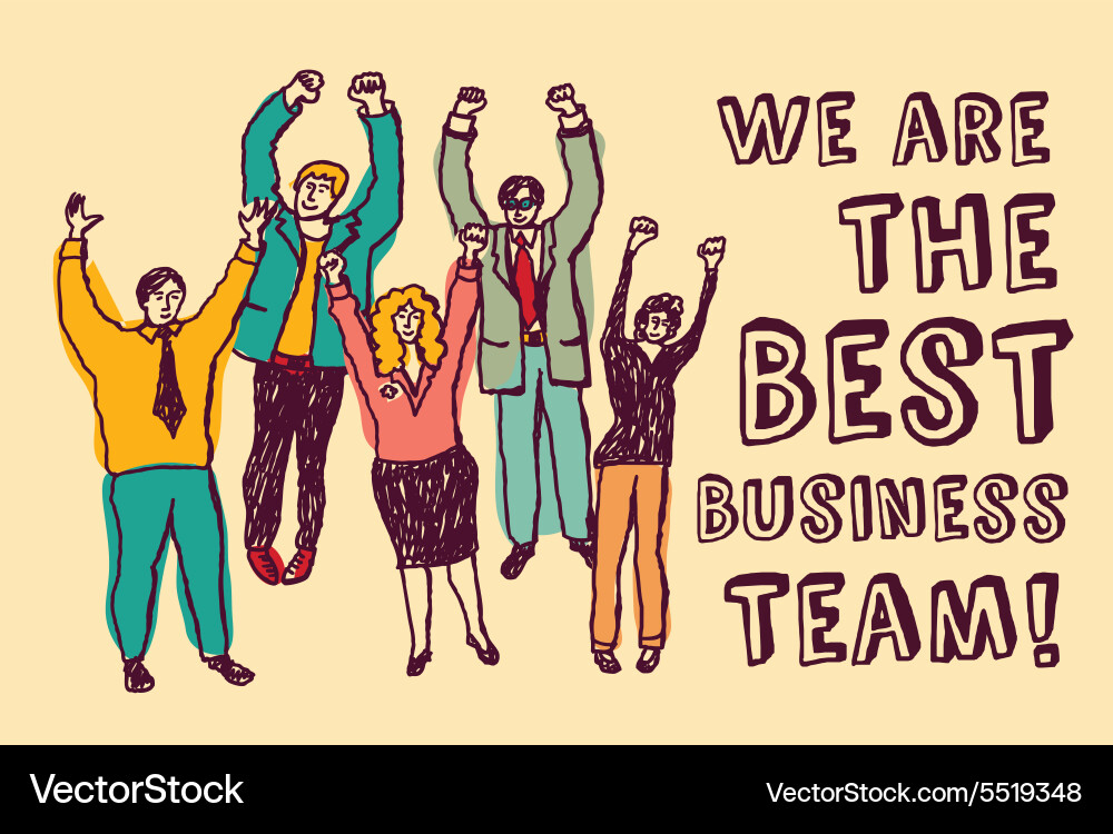 Best business team happy workers color Royalty Free Vector