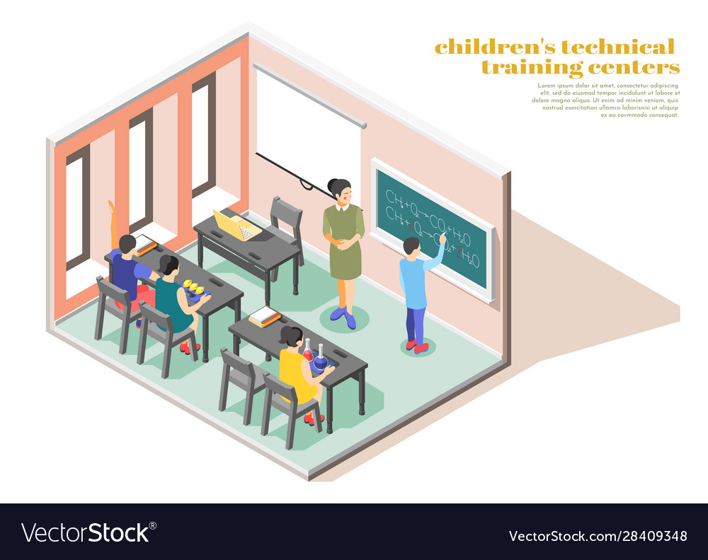Children technical training composition Royalty Free Vector