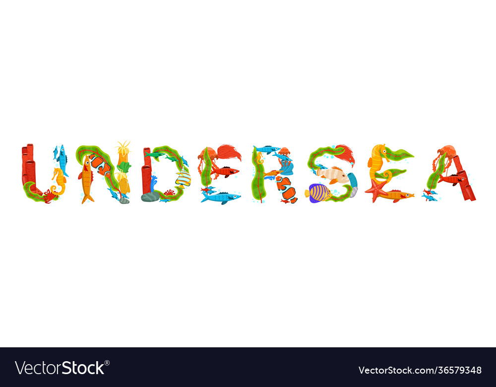 Creative undersea lettering Royalty Free Vector Image