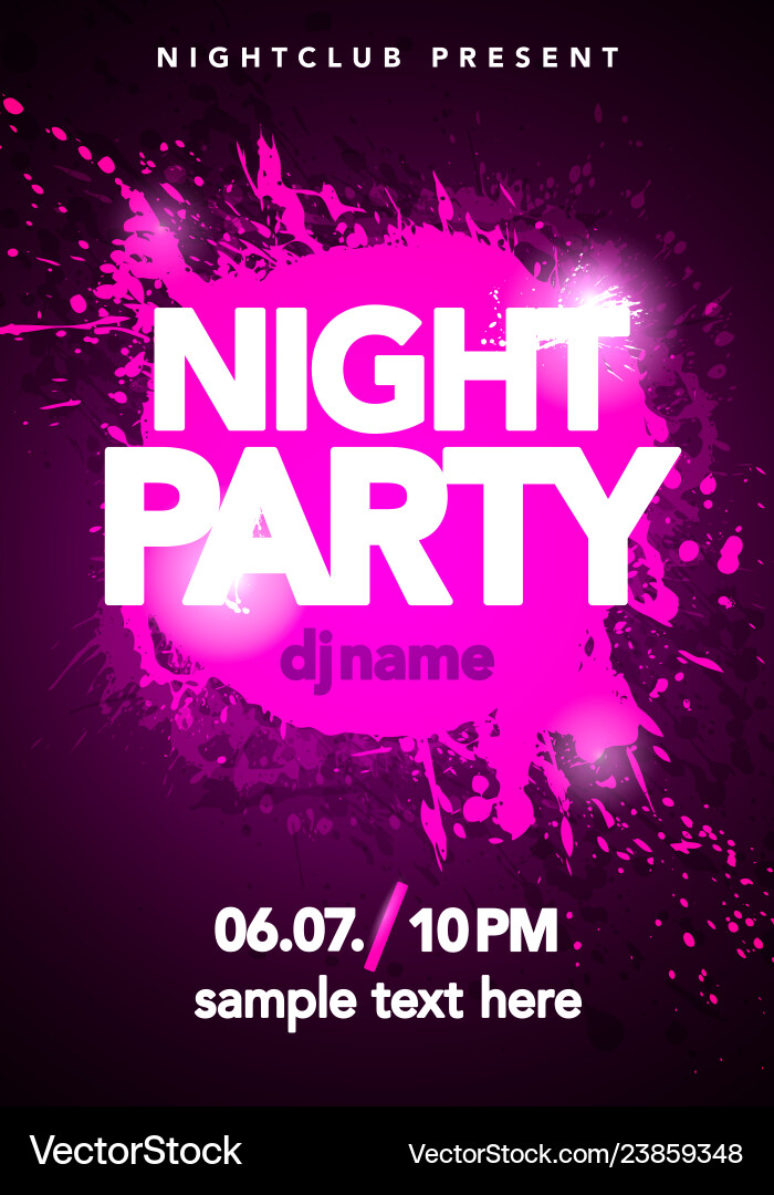 Dance party poster with splash and ink splatter Vector Image