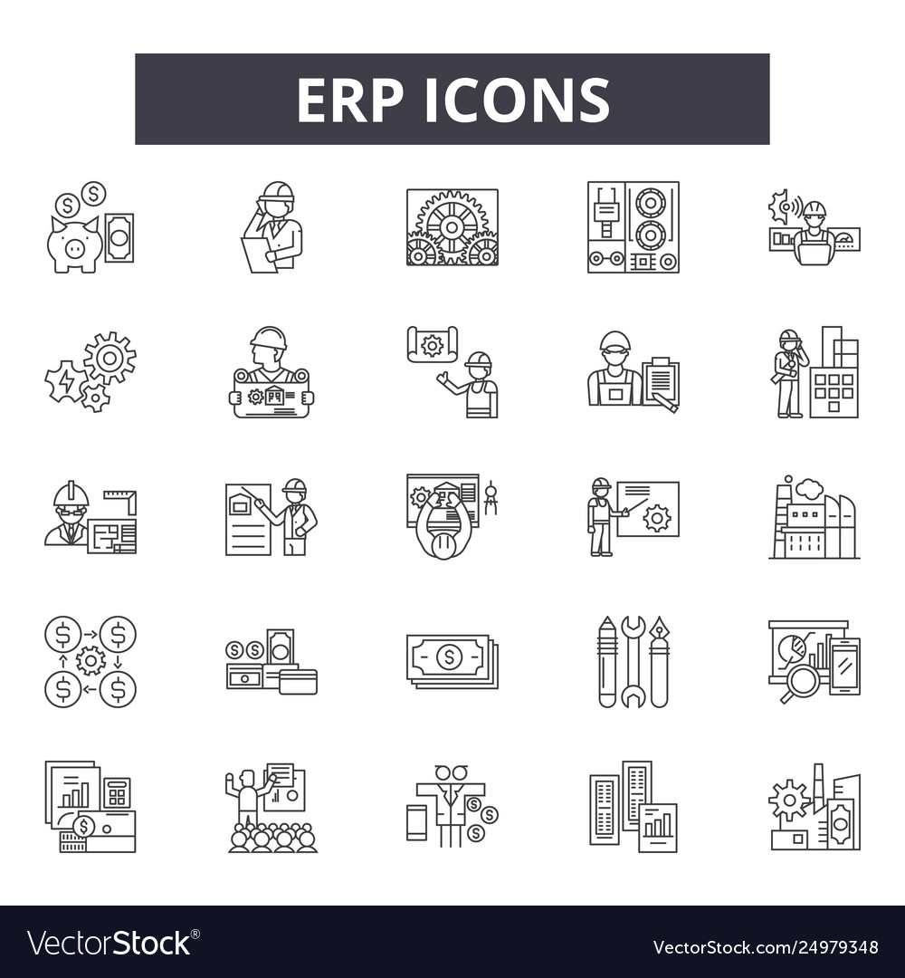 Erp line icons signs set outline Royalty Free Vector Image Erp line icons signs set outline Royalty Free Vector Image
