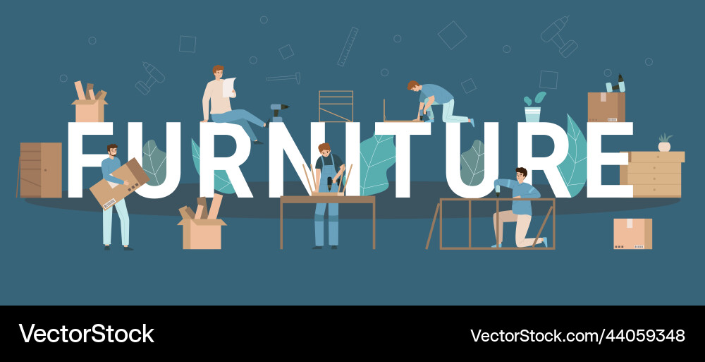 Furniture assembly text composition Royalty Free Vector