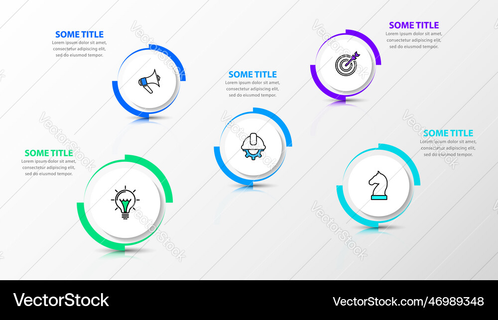 Infographic template 5 standing gears with icons Vector Image