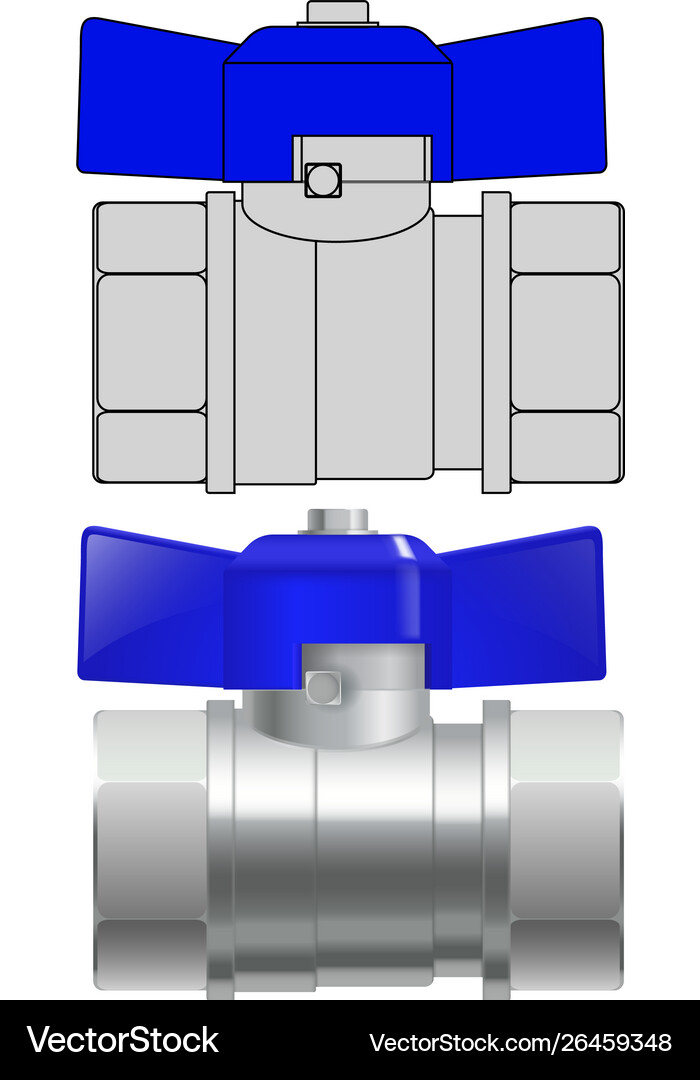Metal valve with blue tap 3d Royalty Free Vector Image