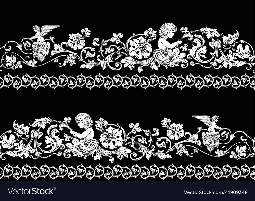 Seamless pattern background in baroque rococo Vector Image
