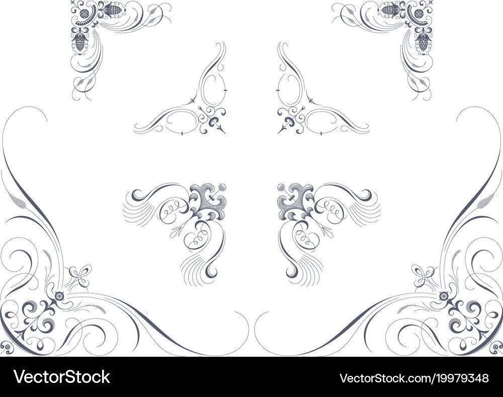 Set of decorative corner ornaments Royalty Free Vector Image