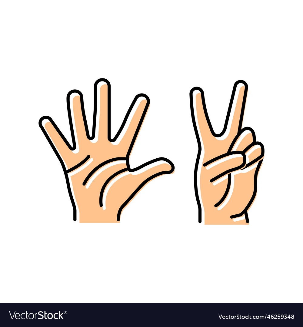 Seven number hand gesture color icon Royalty Free Vector