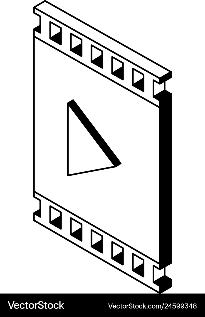 Video player isometric symbol in black and white Vector Image
