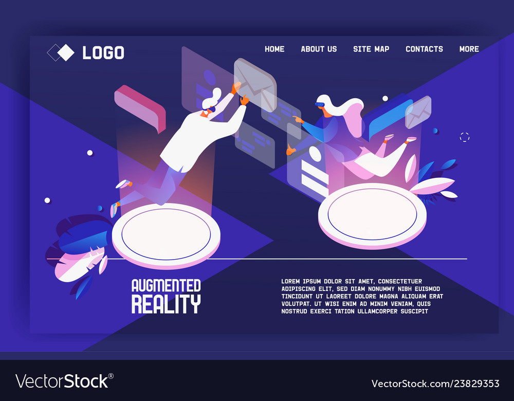Augmented Reality Landing Page Royalty Free Vector Image